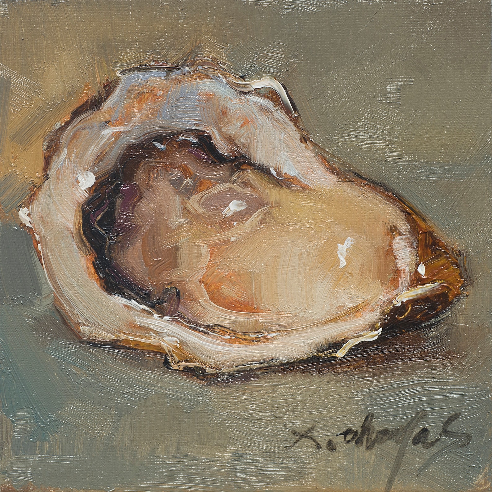 Original Oyster Oil Painting on Canvas Panel - Etsy