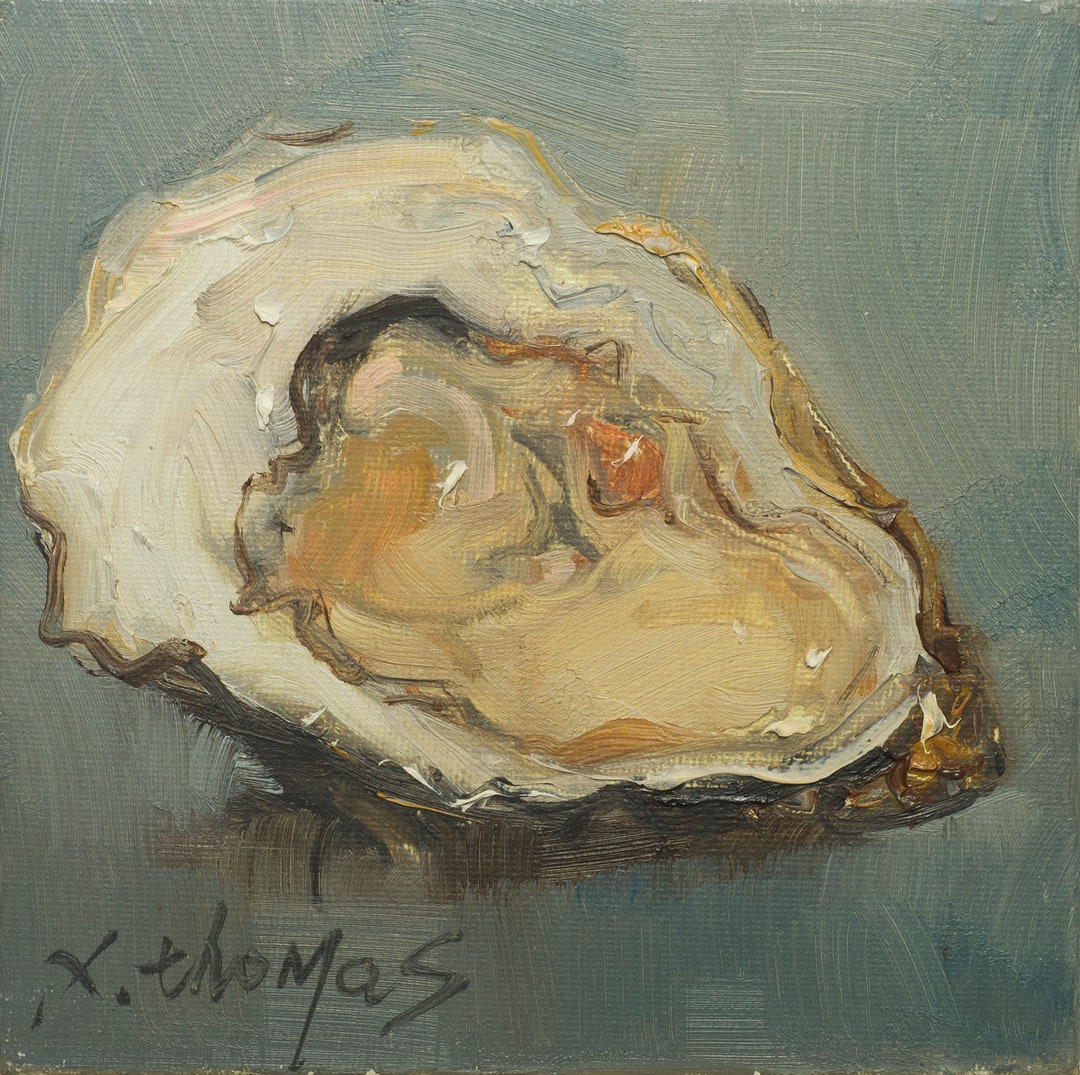 Original Oyster Oil Painting on Canvas Panel - Etsy
