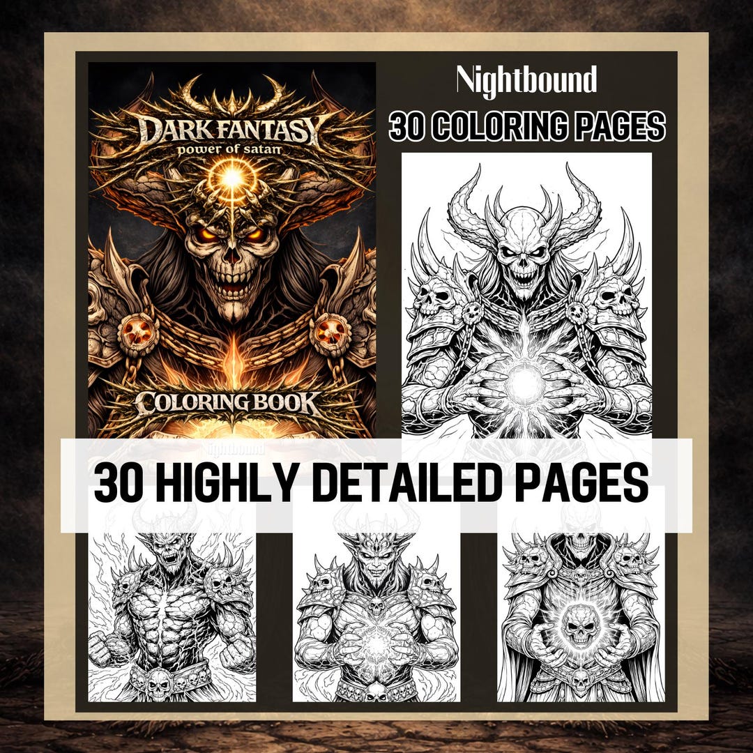 Dark Fantasy: Power of Satan an Adult Coloring Book for Focus and ...