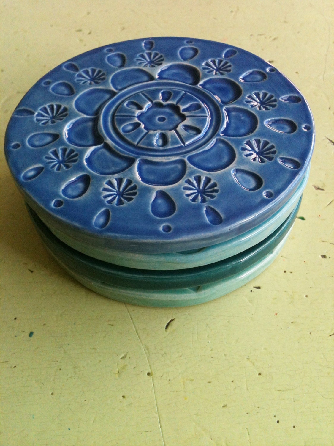 Handmade Ceramic Coaster Set - Etsy