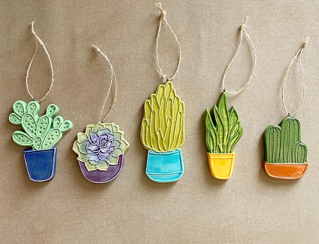 Handmade Ceramic Plant Ornament Set of 5 - Etsy