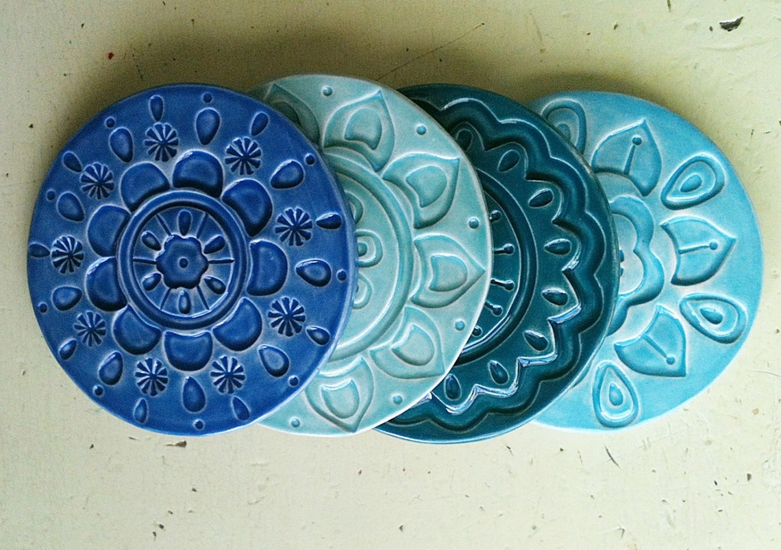 Handmade Ceramic Coaster Set | Etsy