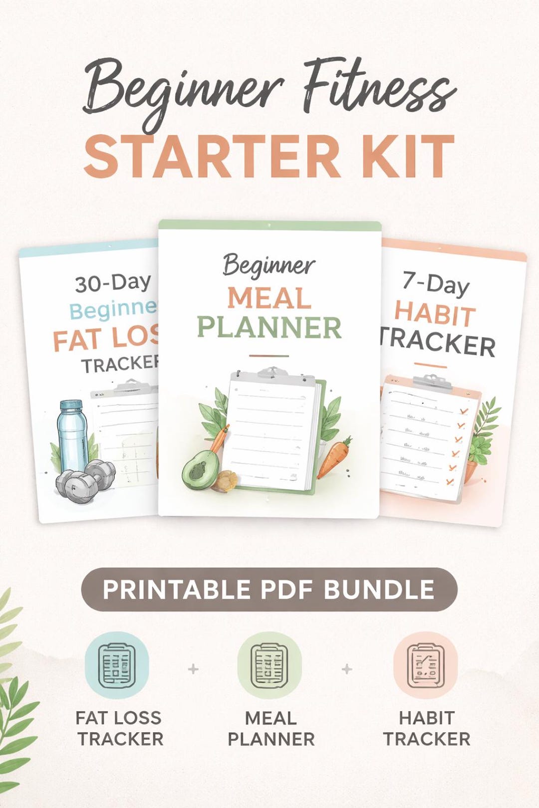 Beginner Fitness Starter Kit | Fat Loss Tracker, Meal Planner & Habit ...