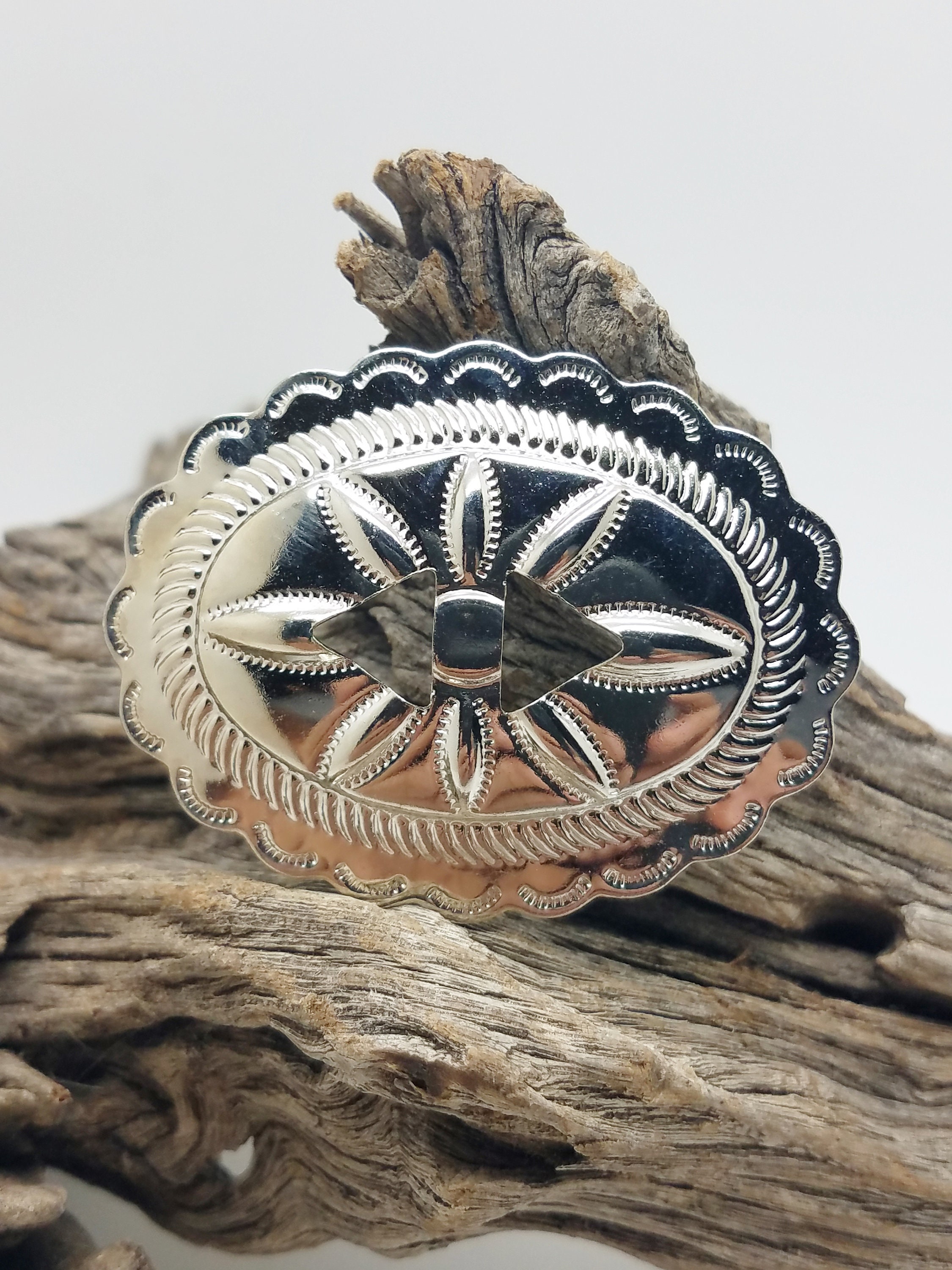 Silver Concho Medium Oval Sunburst - Etsy