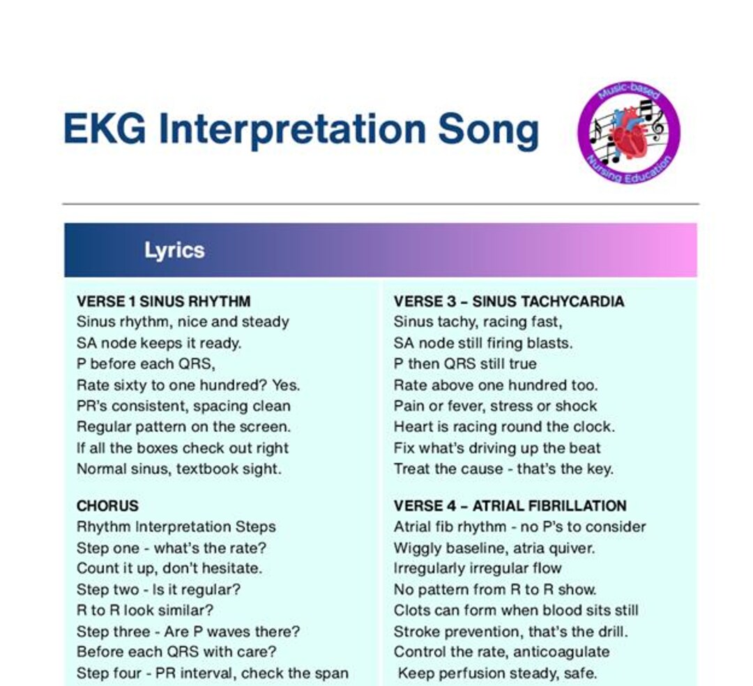EKG Interpretation Song & Lernanleitung | Krankenpflege-Schüler ...