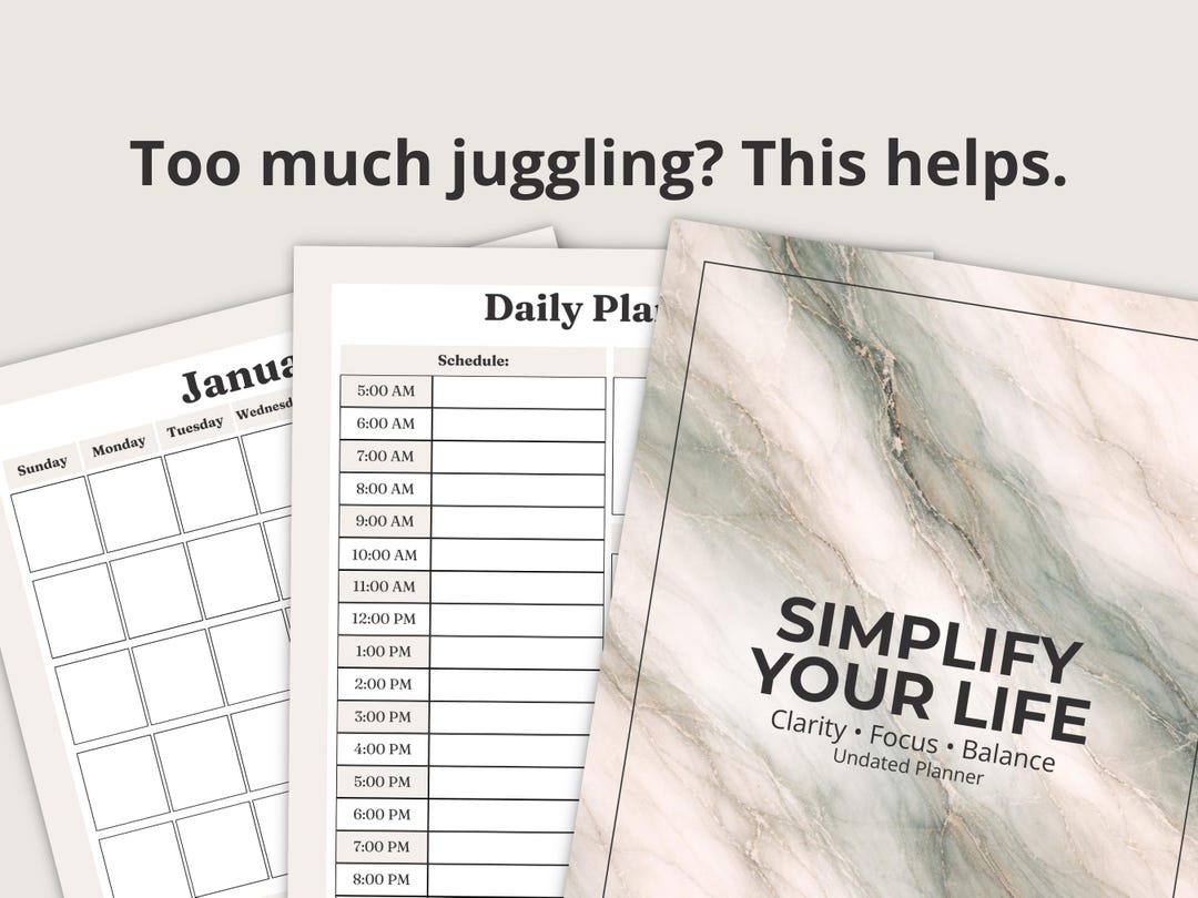 Simple Digital Planner, Undated Daily Weekly Monthly Pages, Minimal ...