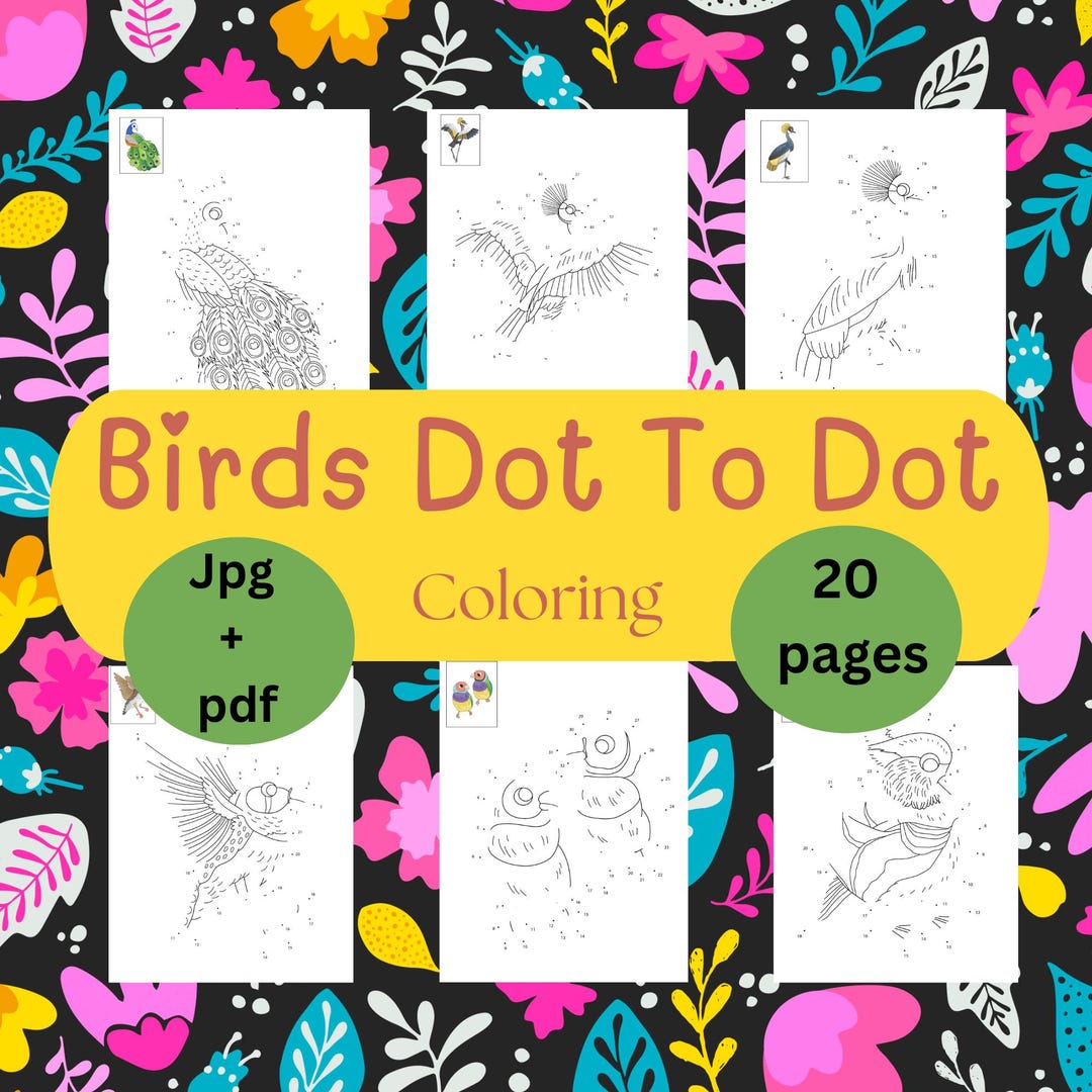 Birds Dot-to-dot Coloring Pages. Bird Coloring Sheets. Print at Home ...