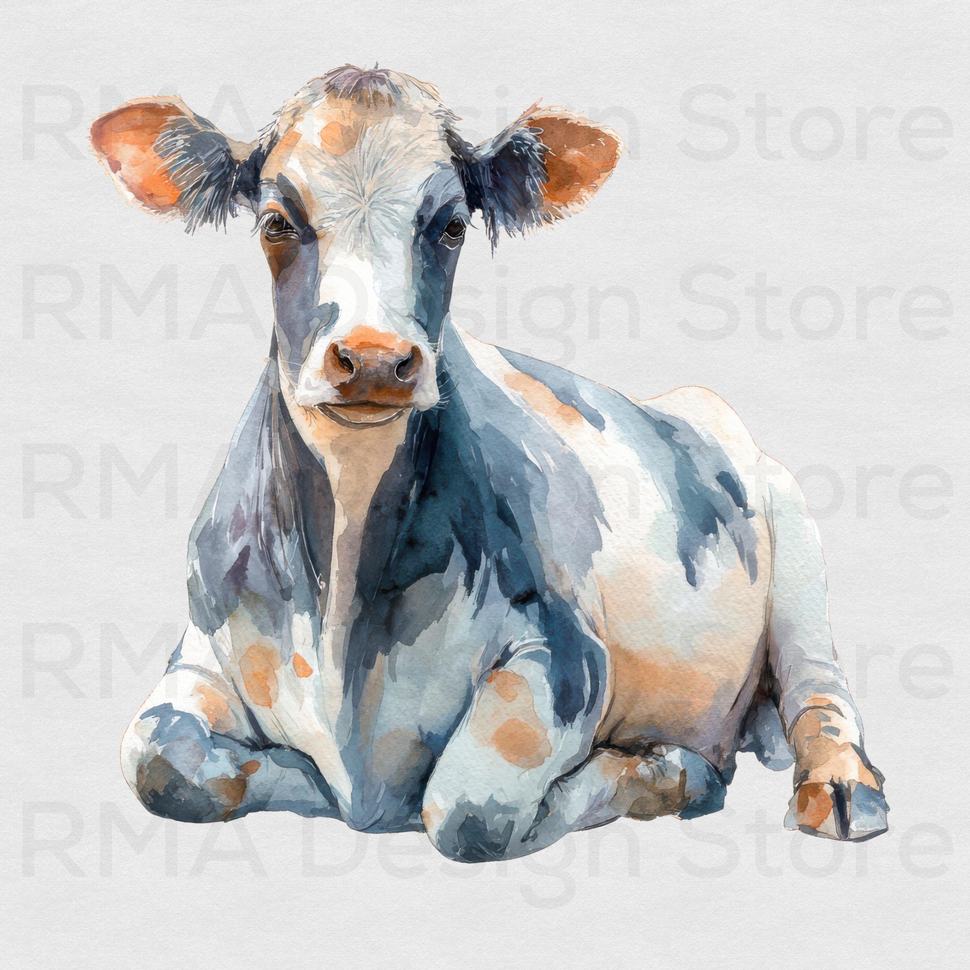 10 Watercolor Cow Clipart: Farm Animal PNG (digital Download) - Etsy