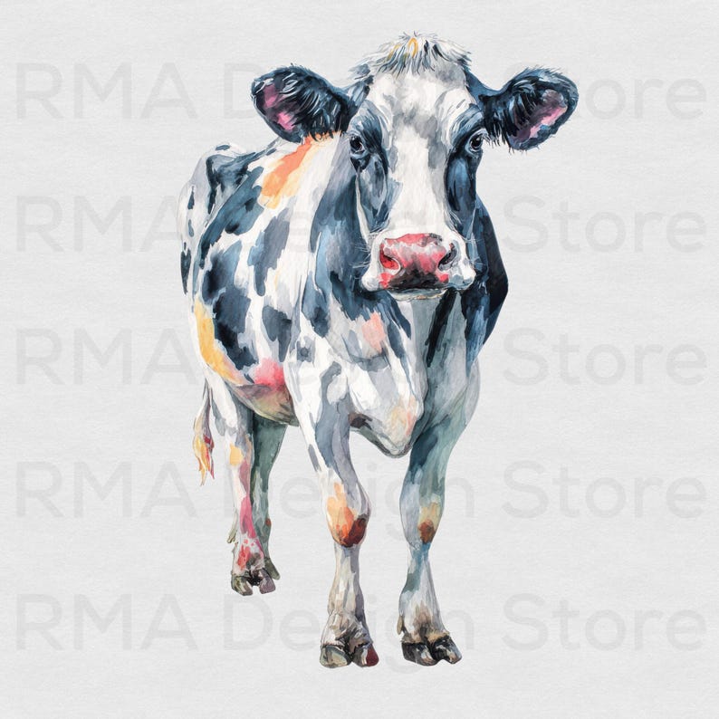 10 Watercolor Cow Clipart: Farm Animal PNG (digital Download) - Etsy