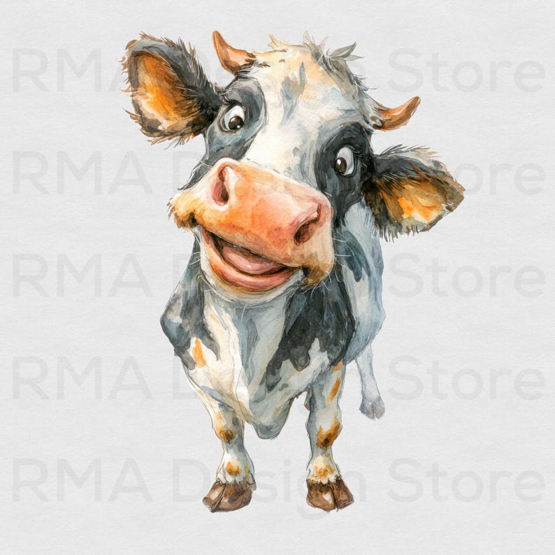 10 Watercolor Cow Clipart: Farm Animal PNG (digital Download) - Etsy