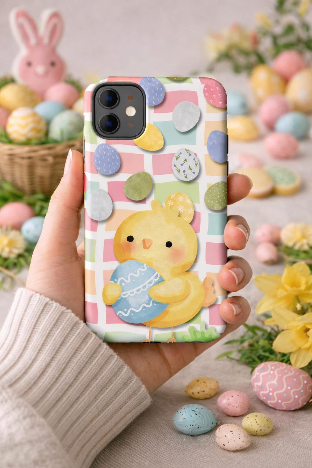 Easter Chick Phone Case, Pastel Egg Spring Cover, Protective iPhone ...