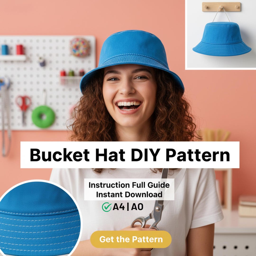 Bucket Hat Sewing Pattern | Reversible Fisherman Hat DIY (digital ...