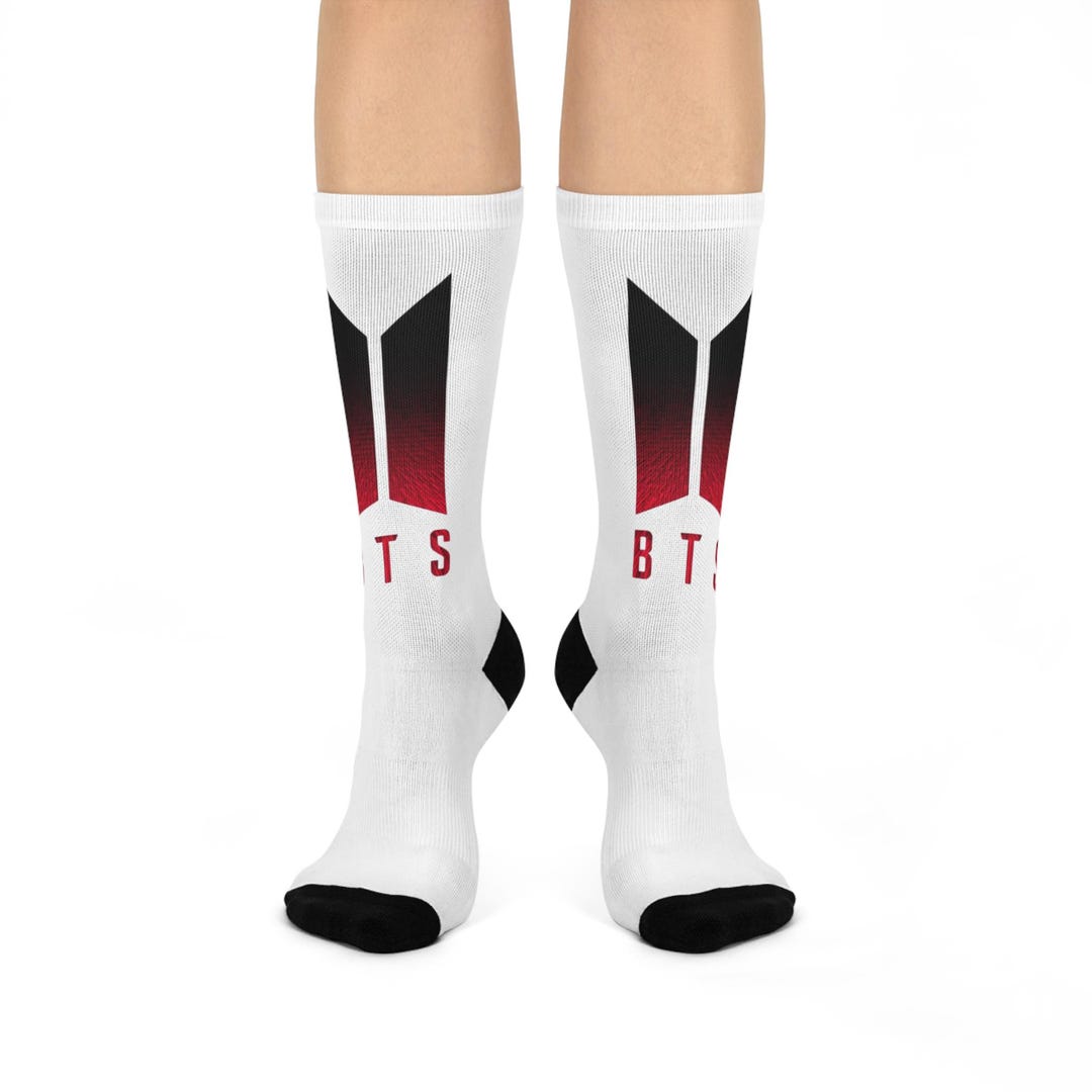 BTS Logo Crew Socks | Gradient Black Red K-pop Fan Socks - Etsy