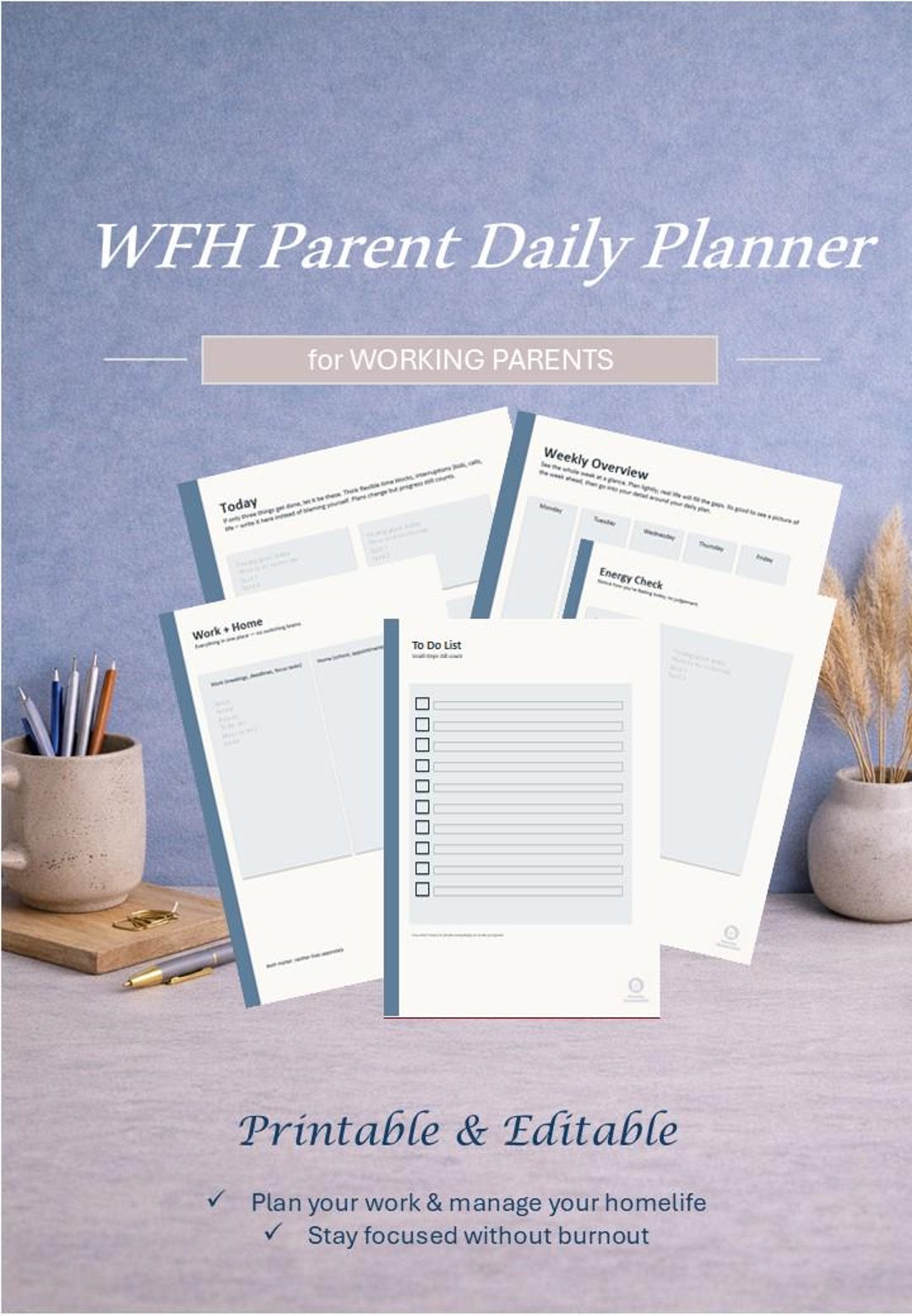 Working Parents Planner | Digital Family Organiser PDF | Busy Parents ...