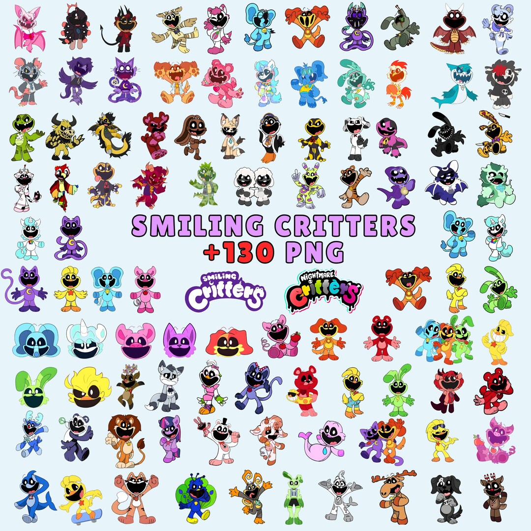 130+ Smiling Critters PNG Bundle , Game Clipart Png , Digital Downlod ...