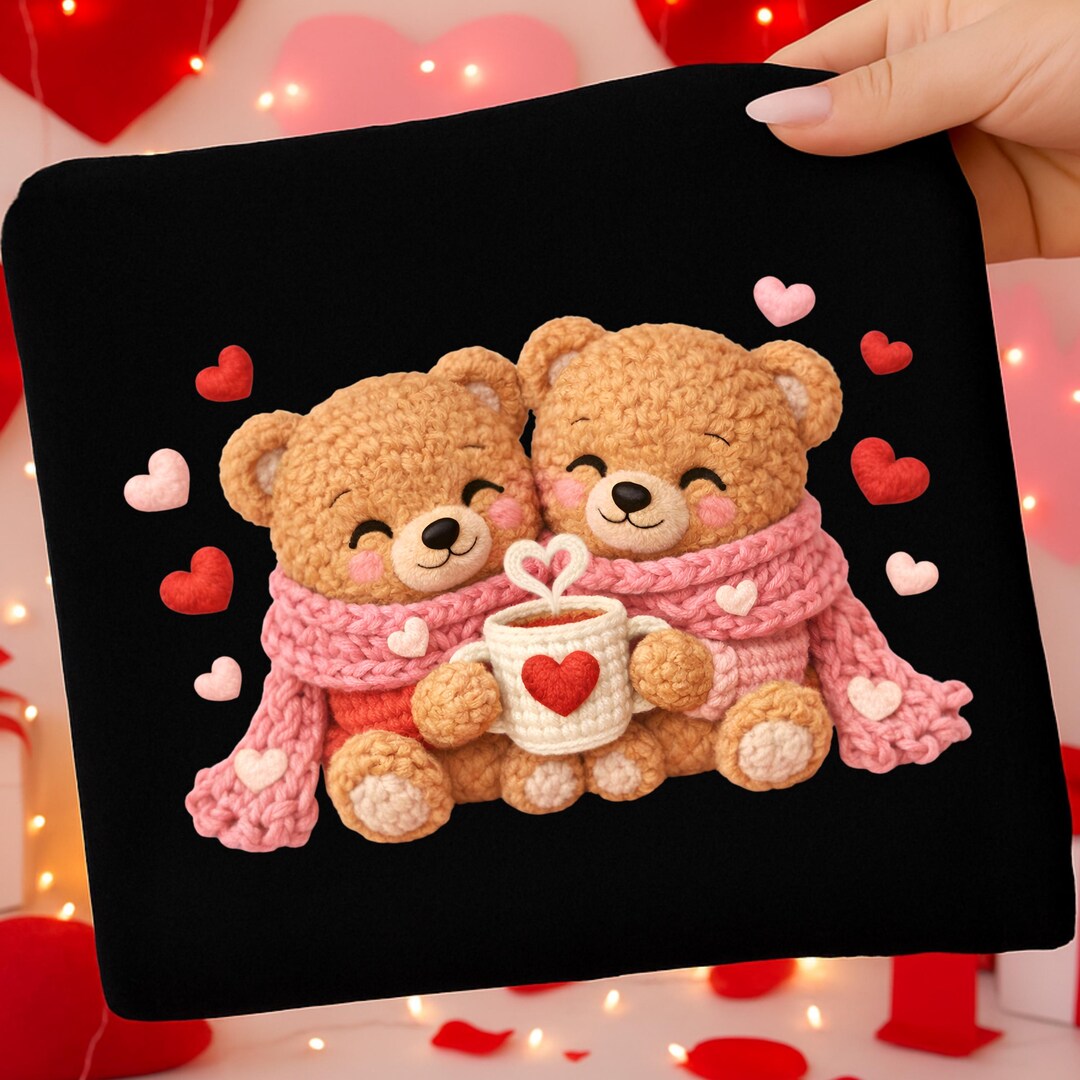 Cute Valentine Bears PNG | Teddy Bear Couple With Coffee | Valentine ...