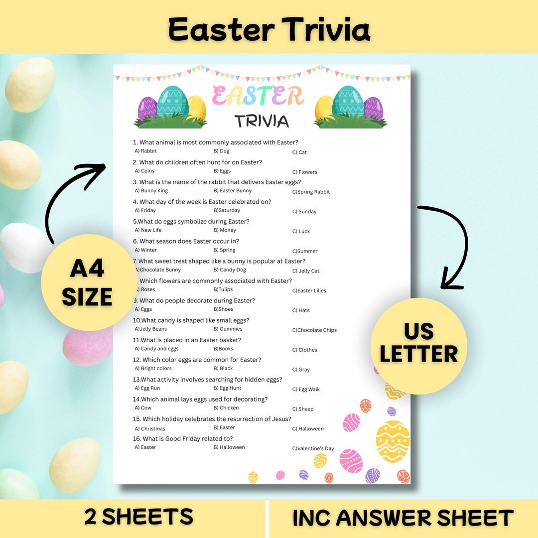 Ostern-Trivia-Spiel zum Ausdrucken, Osterparty-Quiz für Kinder ...