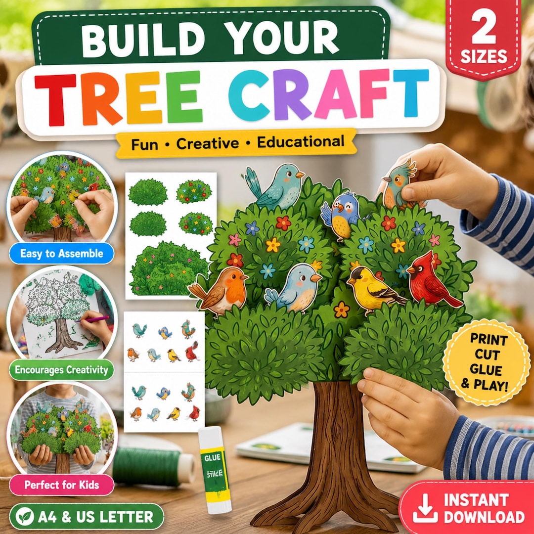 Build Your Own Tree Craft Template for Kids, Summer Nature Activity ...
