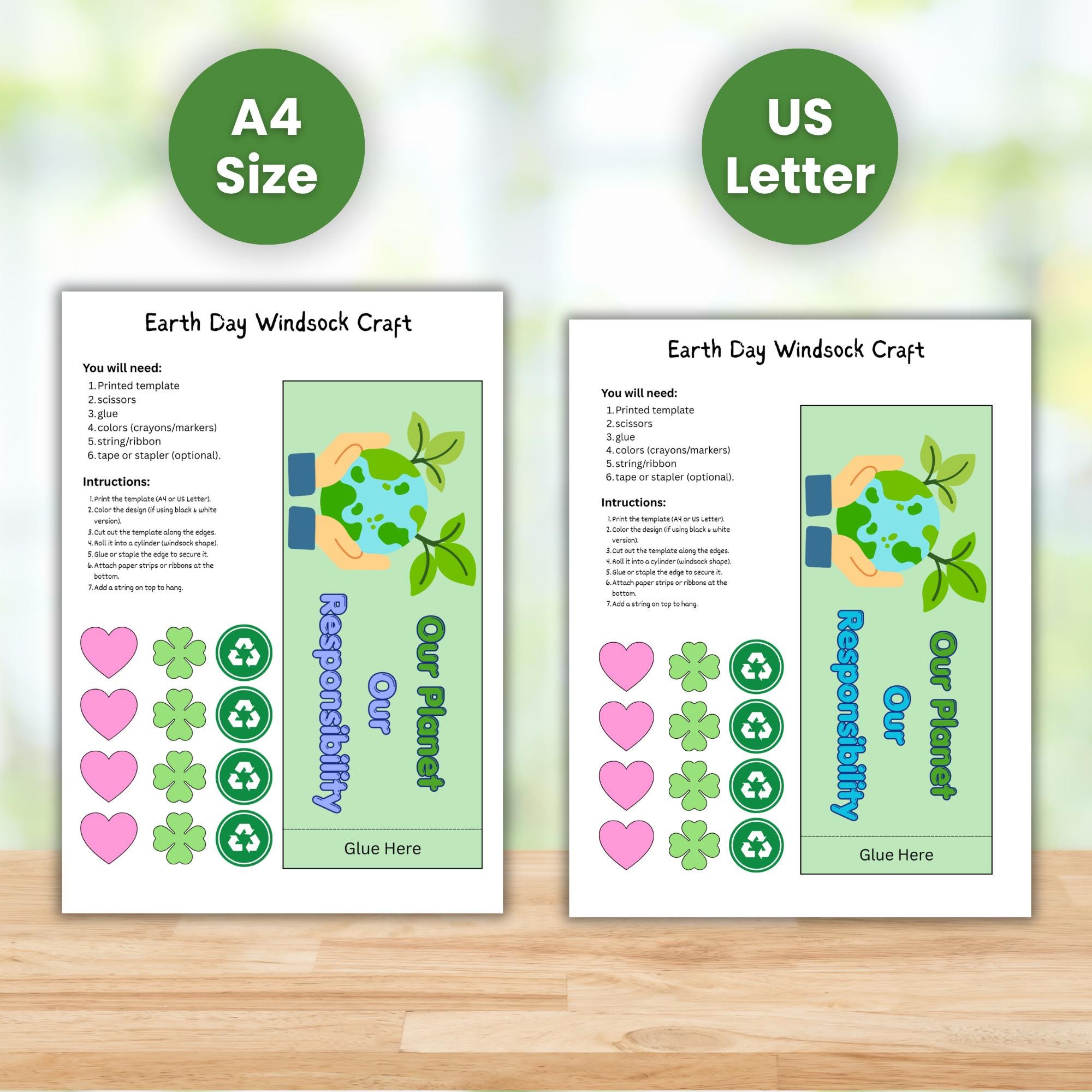 Earth Day Windsock Craft Printable, Kids Classroom Lesson, Earth Day ...