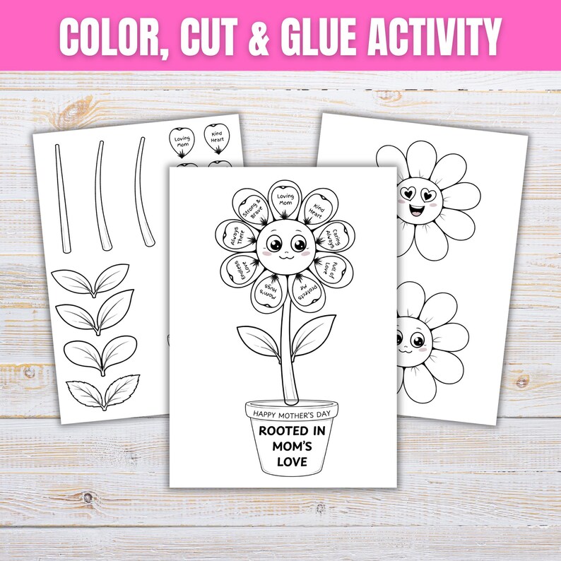 Mother’s Day Flower Craft for Kids, Growing in Mother’s Love Printable ...
