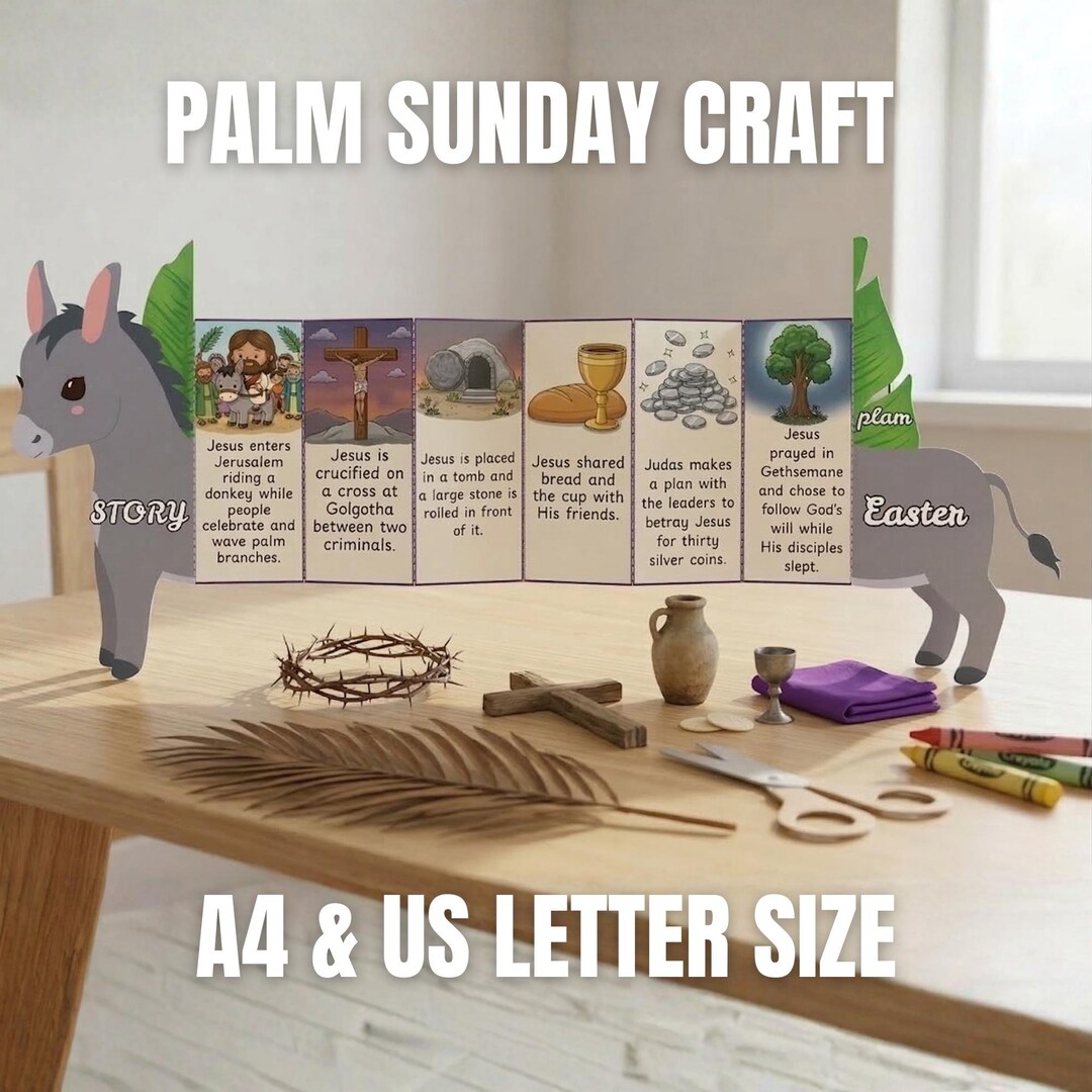 Palm Sunday Folding Surprise Craft for Kids, Holy Week Bible Story ...