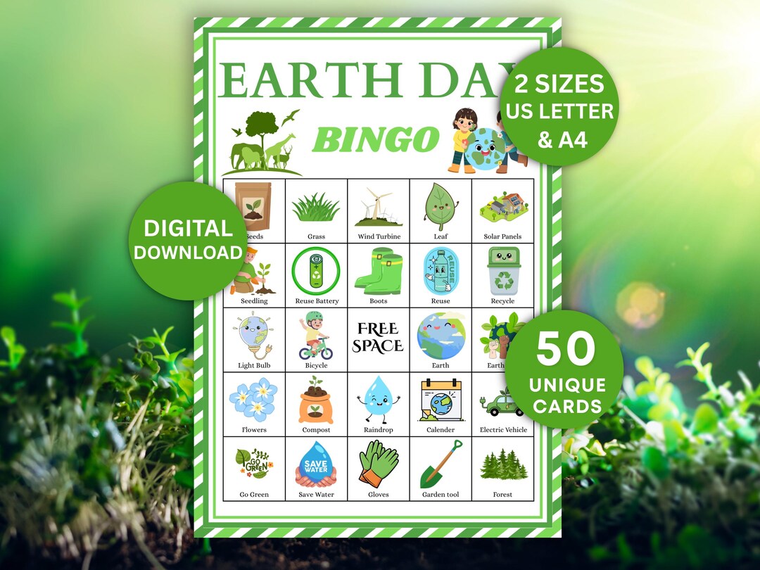 Earth Day Bingo Game for Kids, Printable Classroom Activity, Eco ...