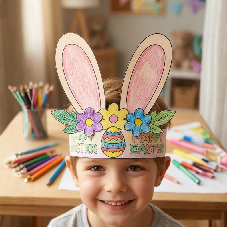 Easter Bunny Headband Craft Printable, Easter Headband Craft for Kids ...