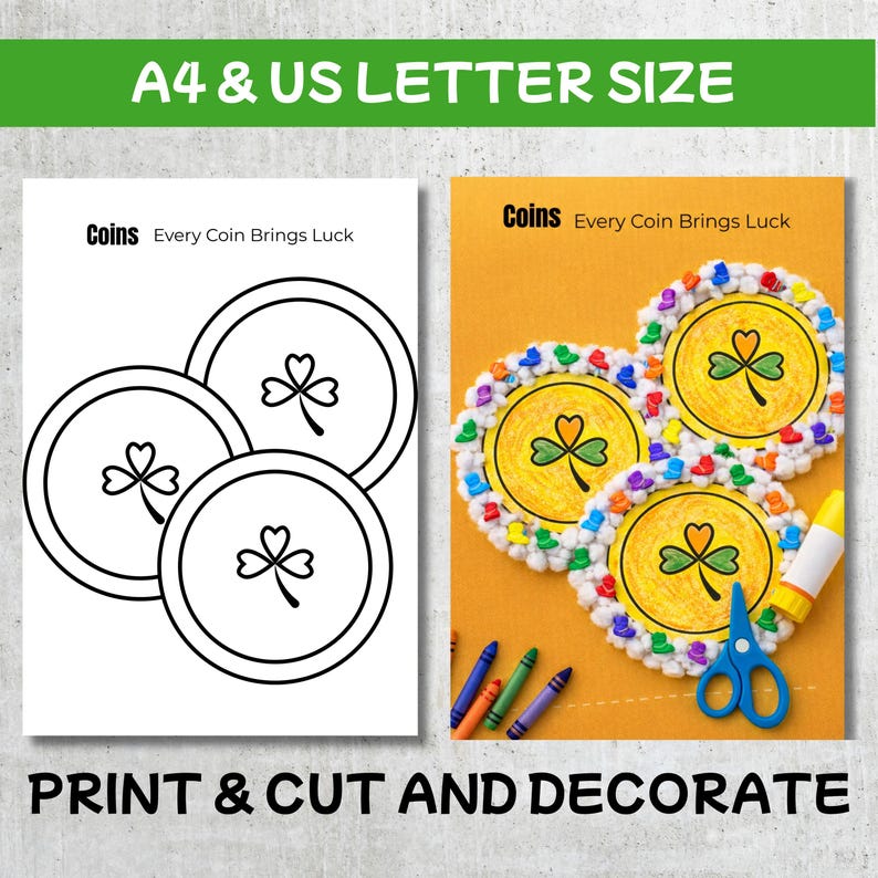 St Patrick’s Day Crafts for Kids, Cotton Ball Animal Craft Printable ...