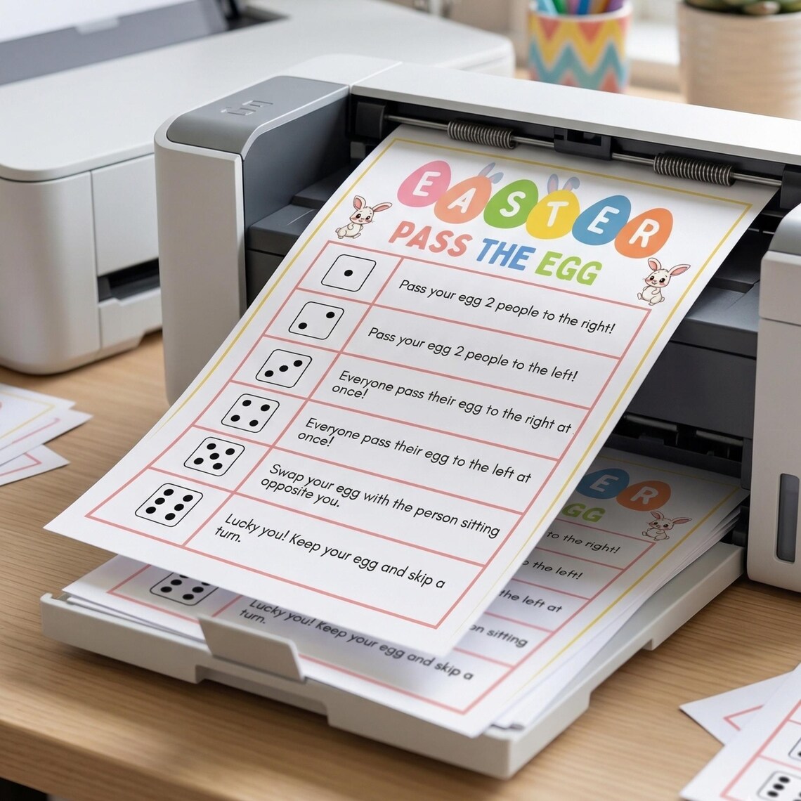 Easter Pass the Egg Game Printable, Easter Dice Game for Kids, Family ...