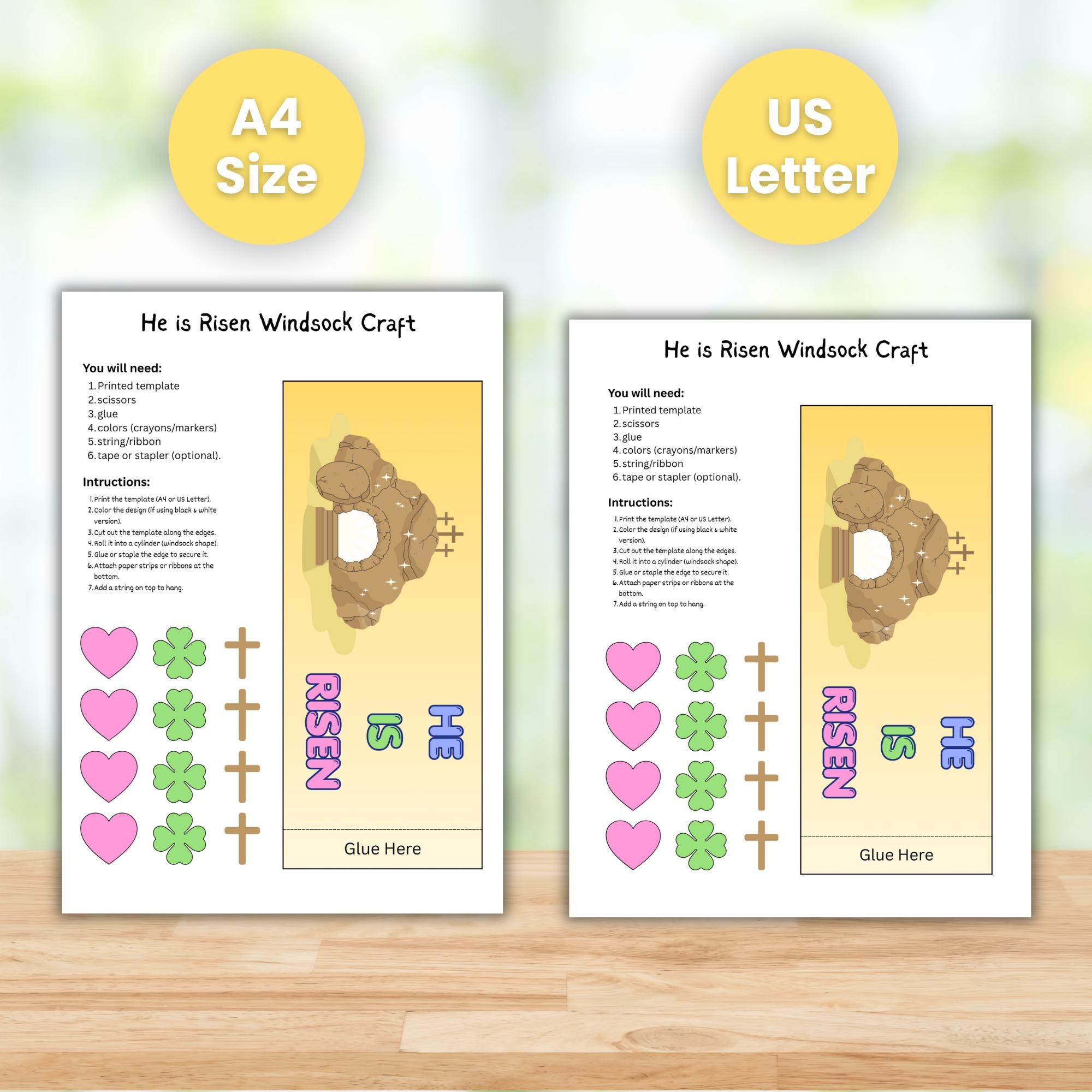 He is Risen Windsock Craft for Kids, Easter Christian Craft Printable ...