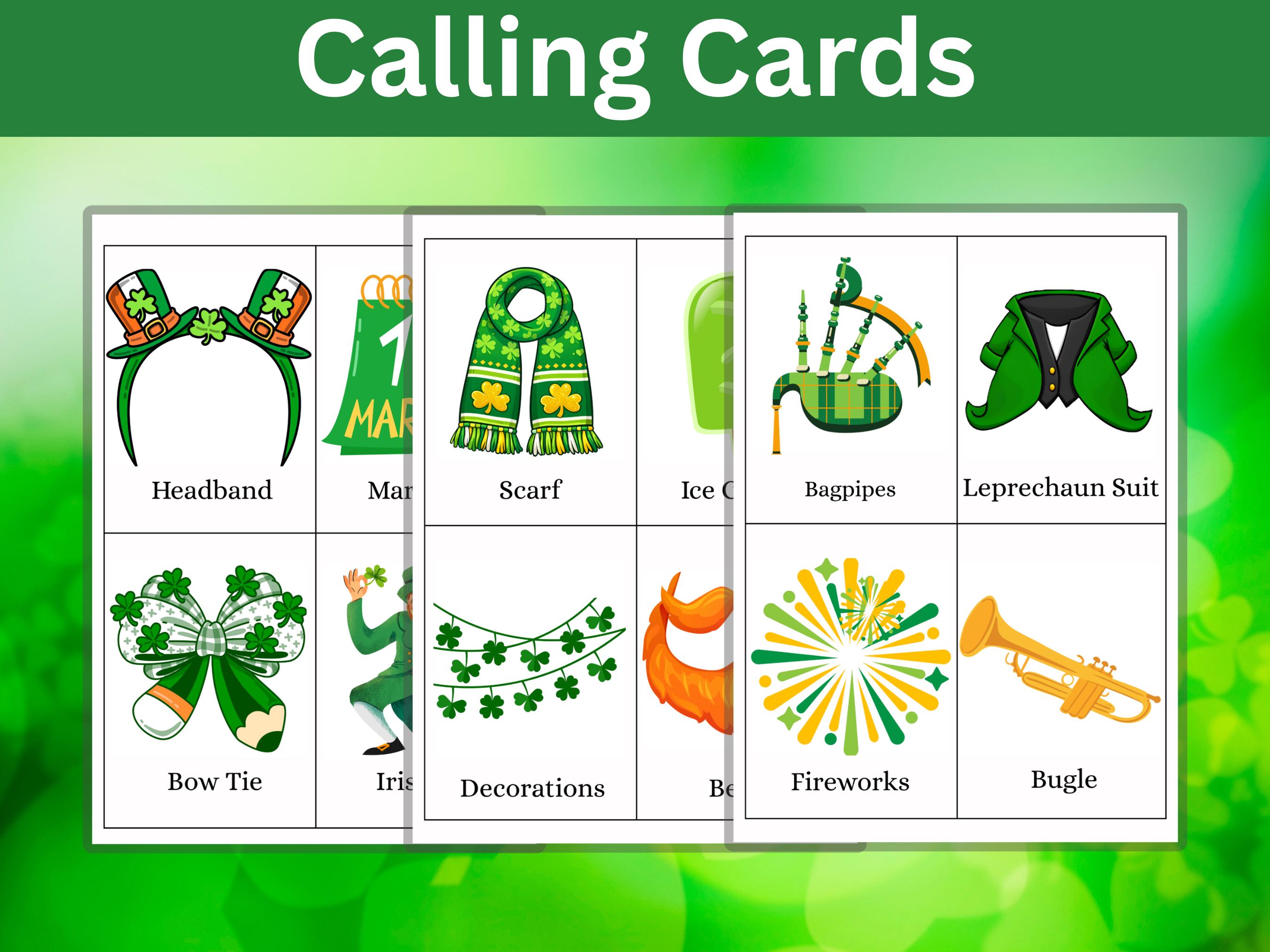 St Patrick's Day Bingo Game for Kids & Adults, Irish Holiday Party ...
