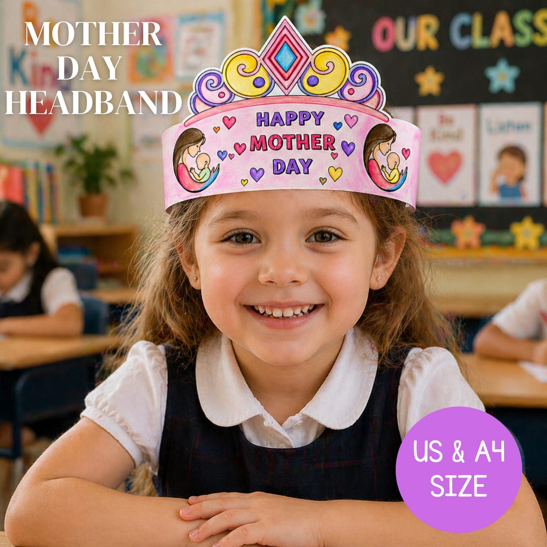 Mother’s Day Headband Craft Printable for Kids, Crown Template Activity ...