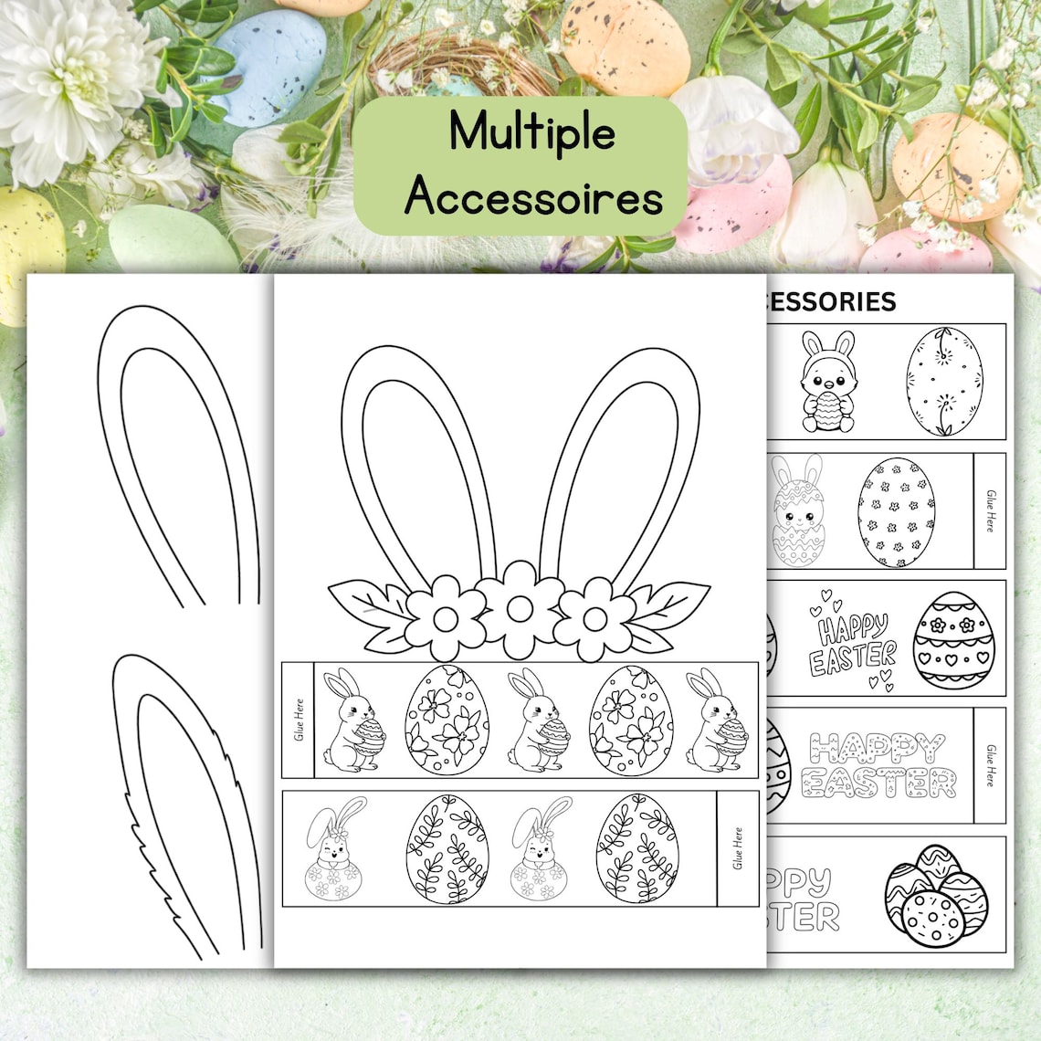 Easter Bunny Headband Craft Printable, Easter Headband Craft for Kids ...