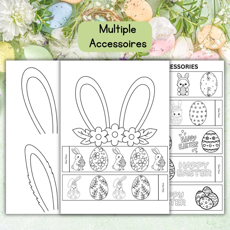 Easter Bunny Headband Craft Printable, Easter Headband Craft for Kids ...