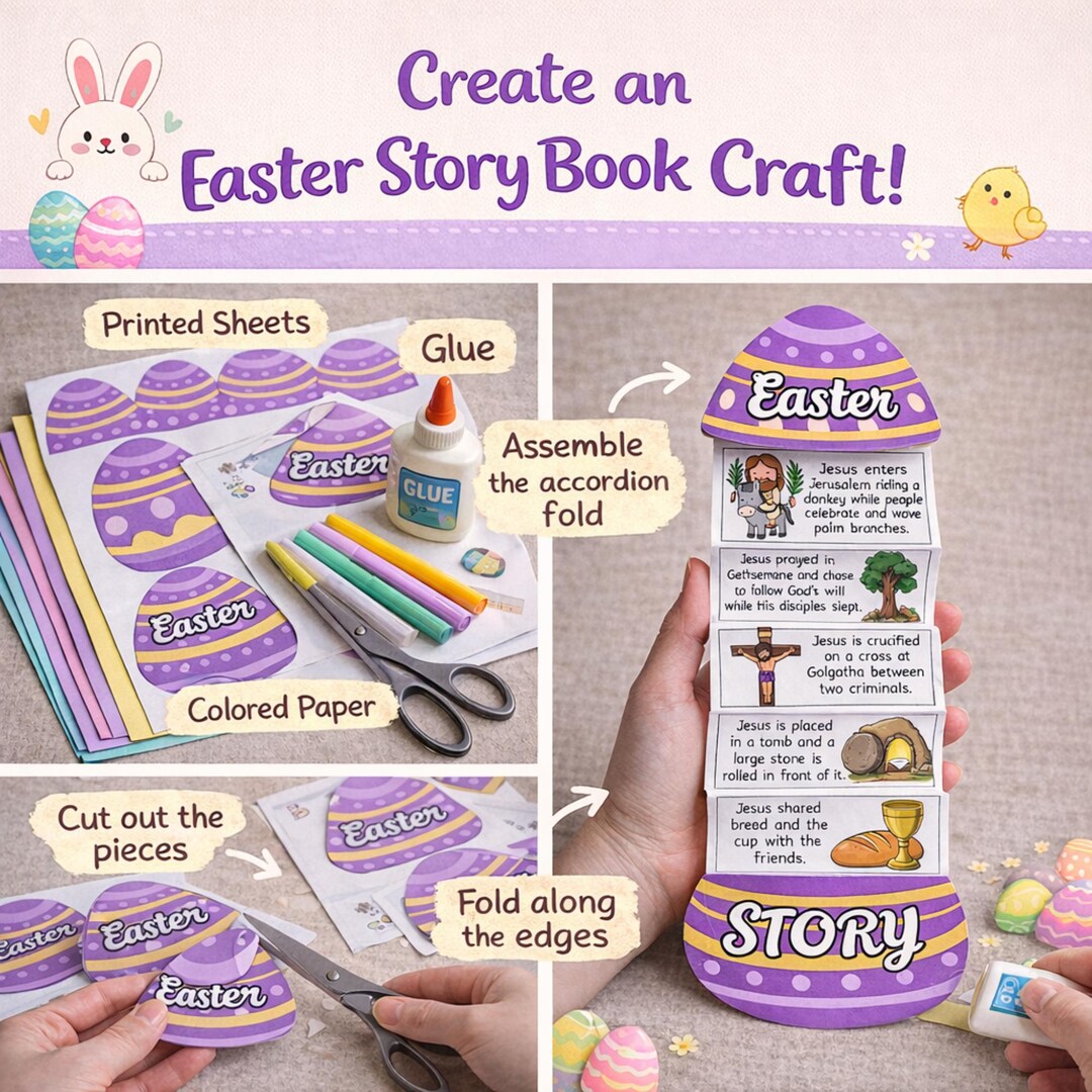 Easter Story Folding Craft Printable, Holy Week Story for Kids ...