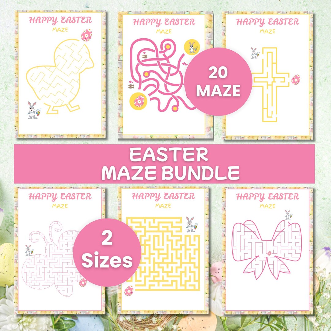 Easter Maze Printable Bundle, 20 Easter Mazes for Kids, Preschool ...