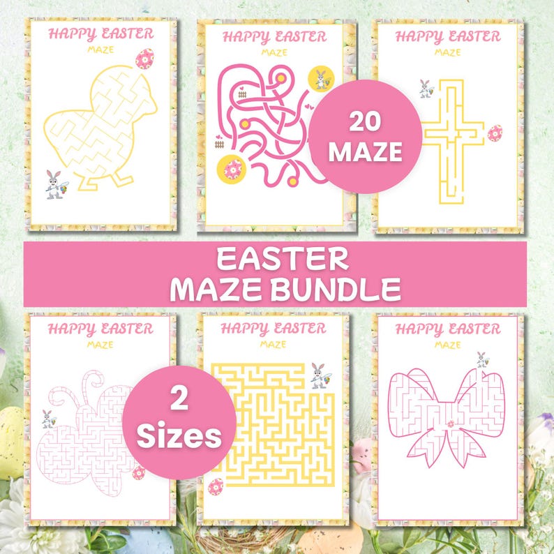 Easter Maze Printable Bundle, 20 Easter Mazes for Kids, Preschool ...