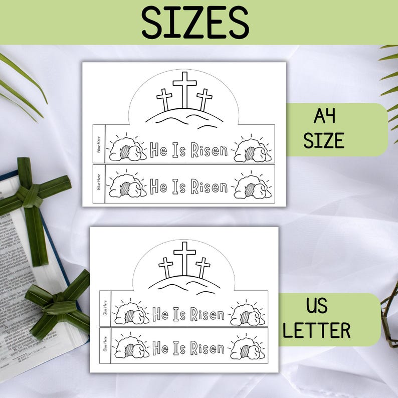 Easter Headband Craft for Kids, He is Risen Crown Printable, Christian ...