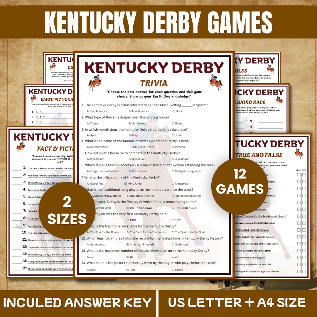 Kentucky Derby Party Games Bundle, Derby Trivia, Emoji Quiz, Facts ...