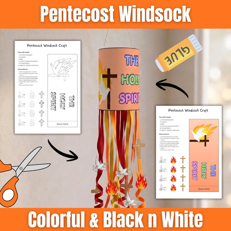 Pentecost Windsock Craft for Kids, Holy Spirit Dove Printable ...