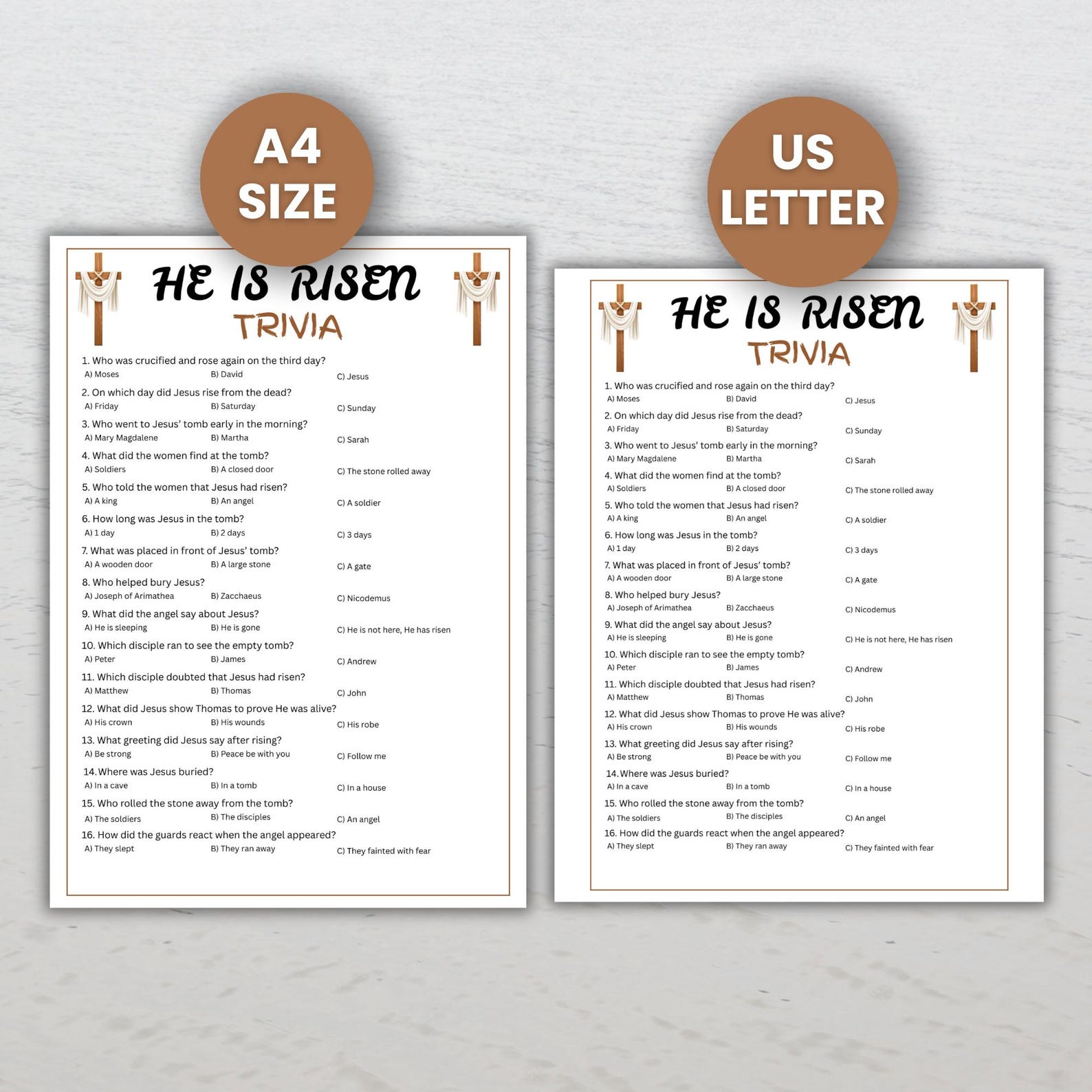 He is Risen Easter Trivia Game & Word Search, Christian Easter Bible ...