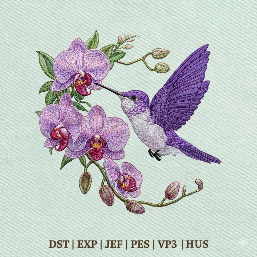 Purple Bird Floral Embroidery Design, Instant Download Dst Pe - Etsy