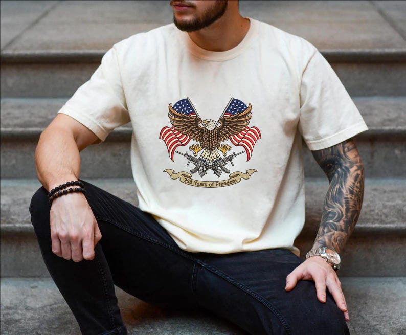 250 Years of Freedom Patriotic Eagle With USA Flags Embroidery Design ...
