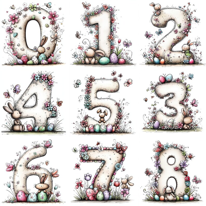 Spring Easter Alphabet & Numbers Printable – Bunny Floral Nursery ...