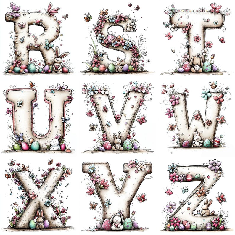 Spring Easter Alphabet & Numbers Printable – Bunny Floral Nursery ...