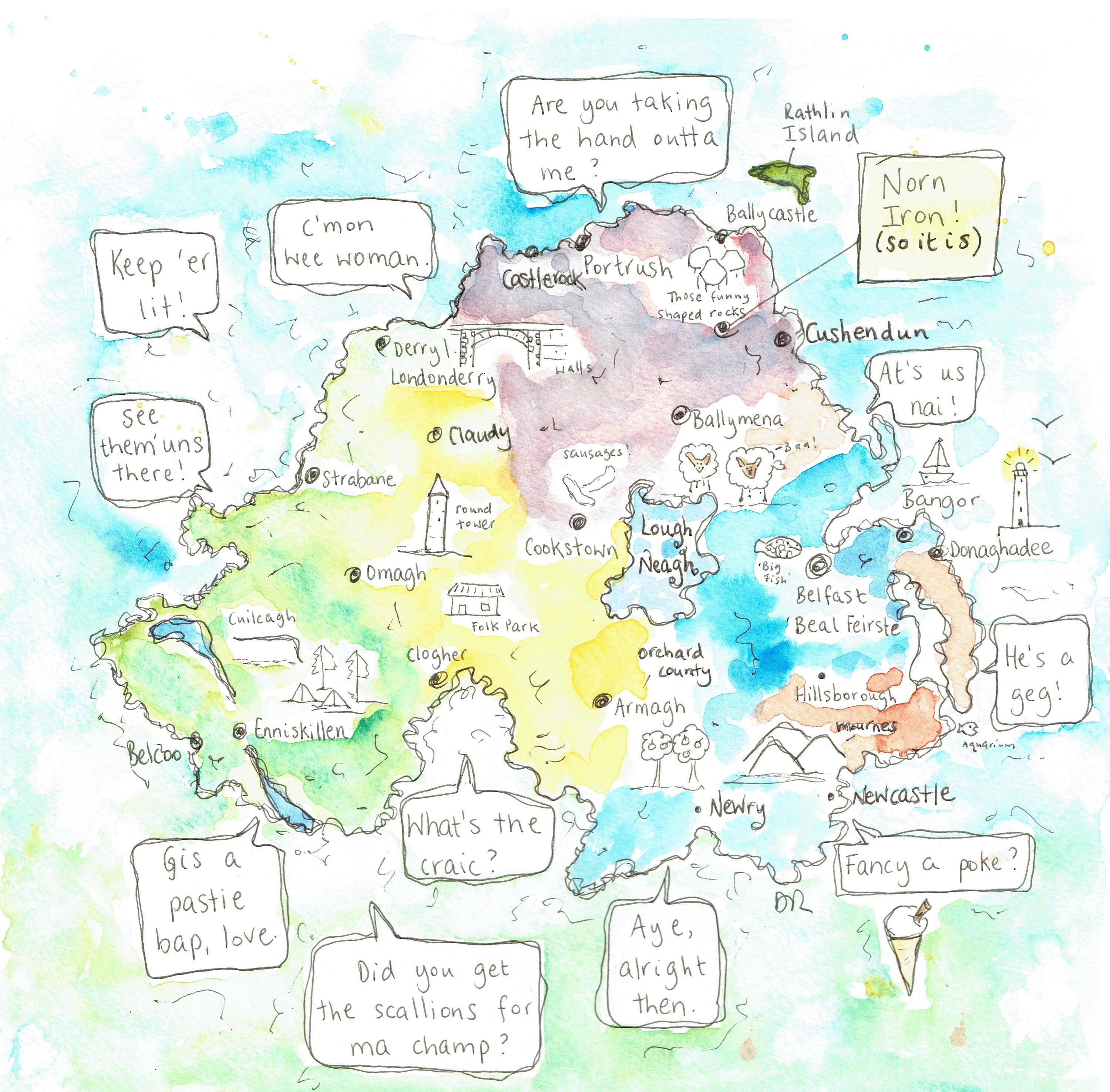 Printable Northern Ireland Map Illustration Instant Art File - Etsy UK