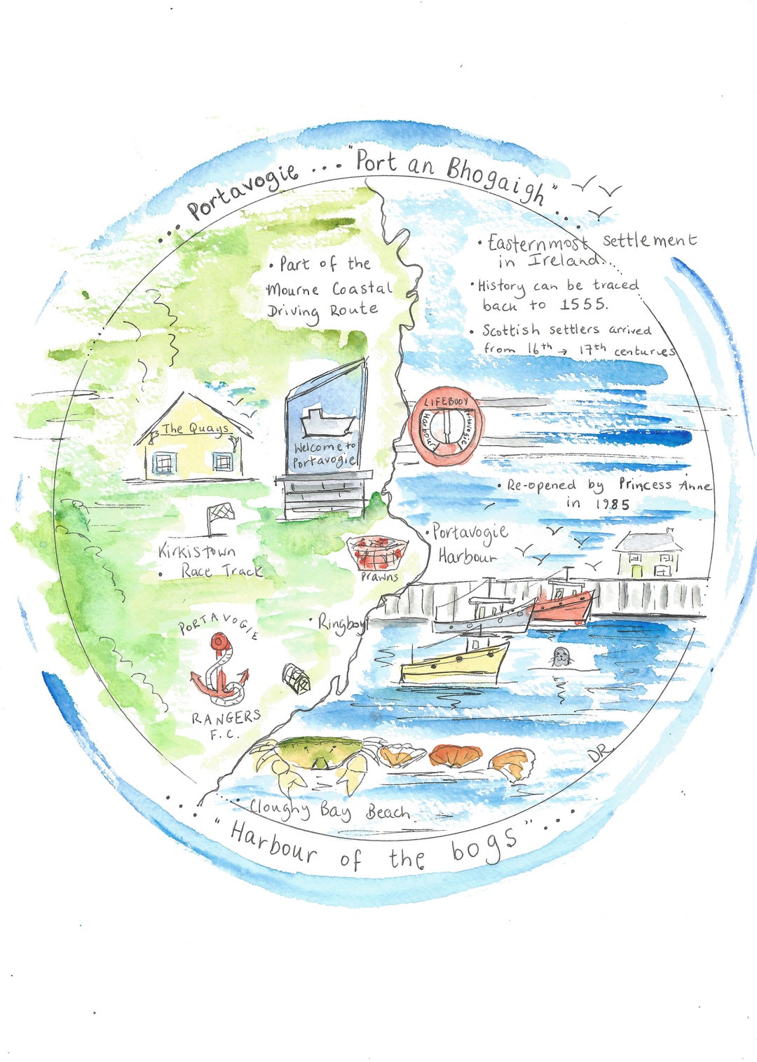 Portavogie Illustrated Map Poster Print - Etsy