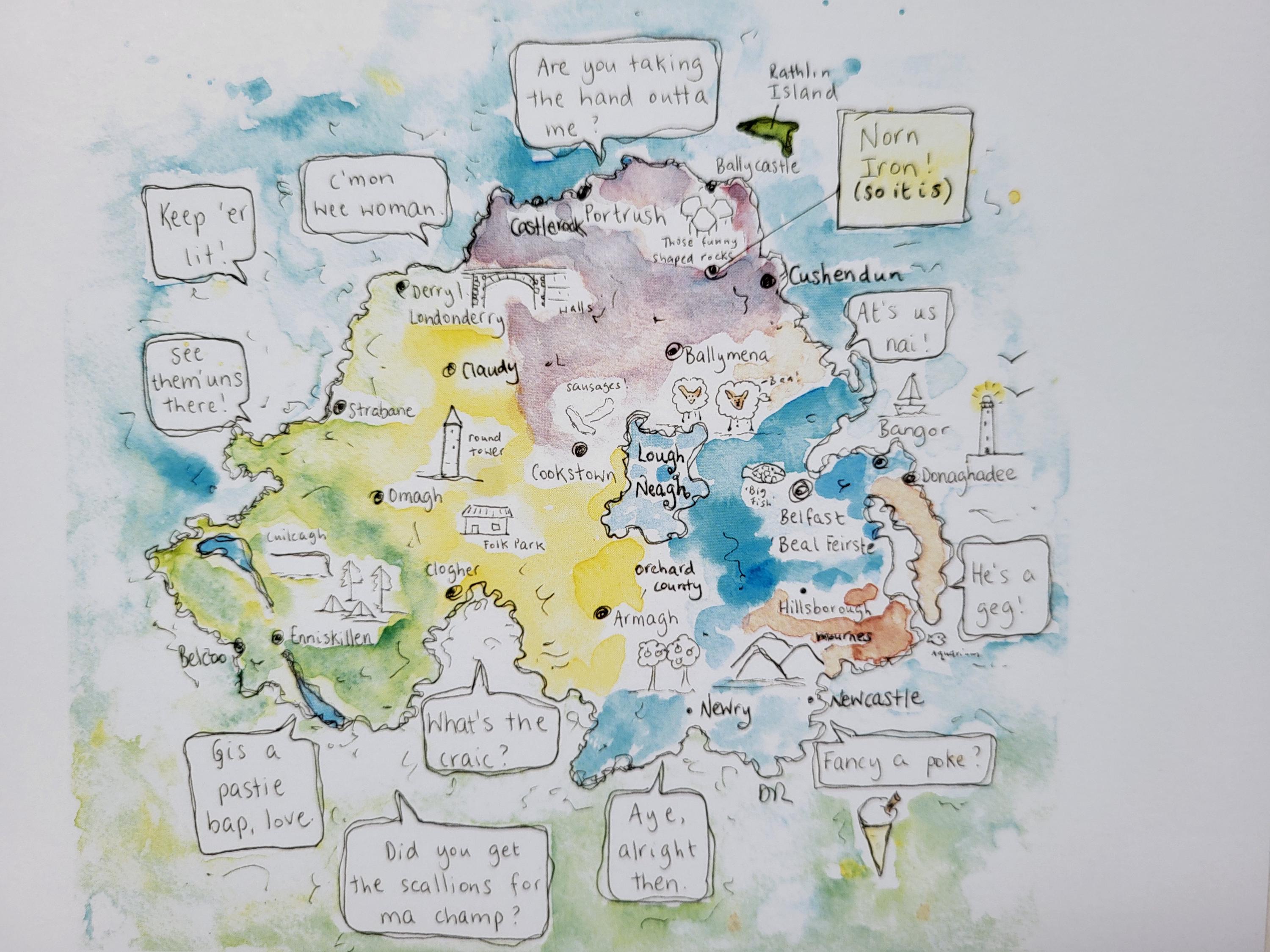 Norn Iron Fun Illustrated Map Poster Print. Northern Ireland Map. - Etsy