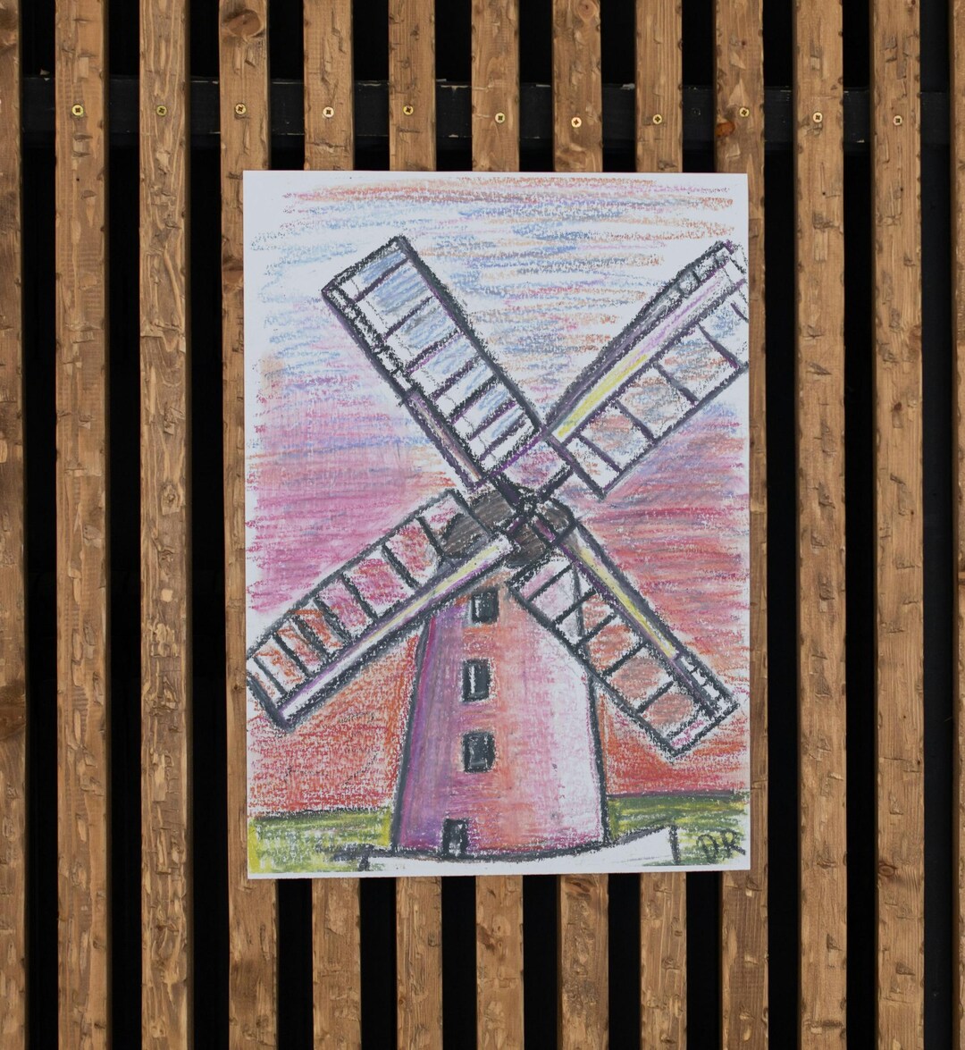 Ballycopeland Windmill Millisle Vibrant ORIGINAL Oil Pastel Drawing ...