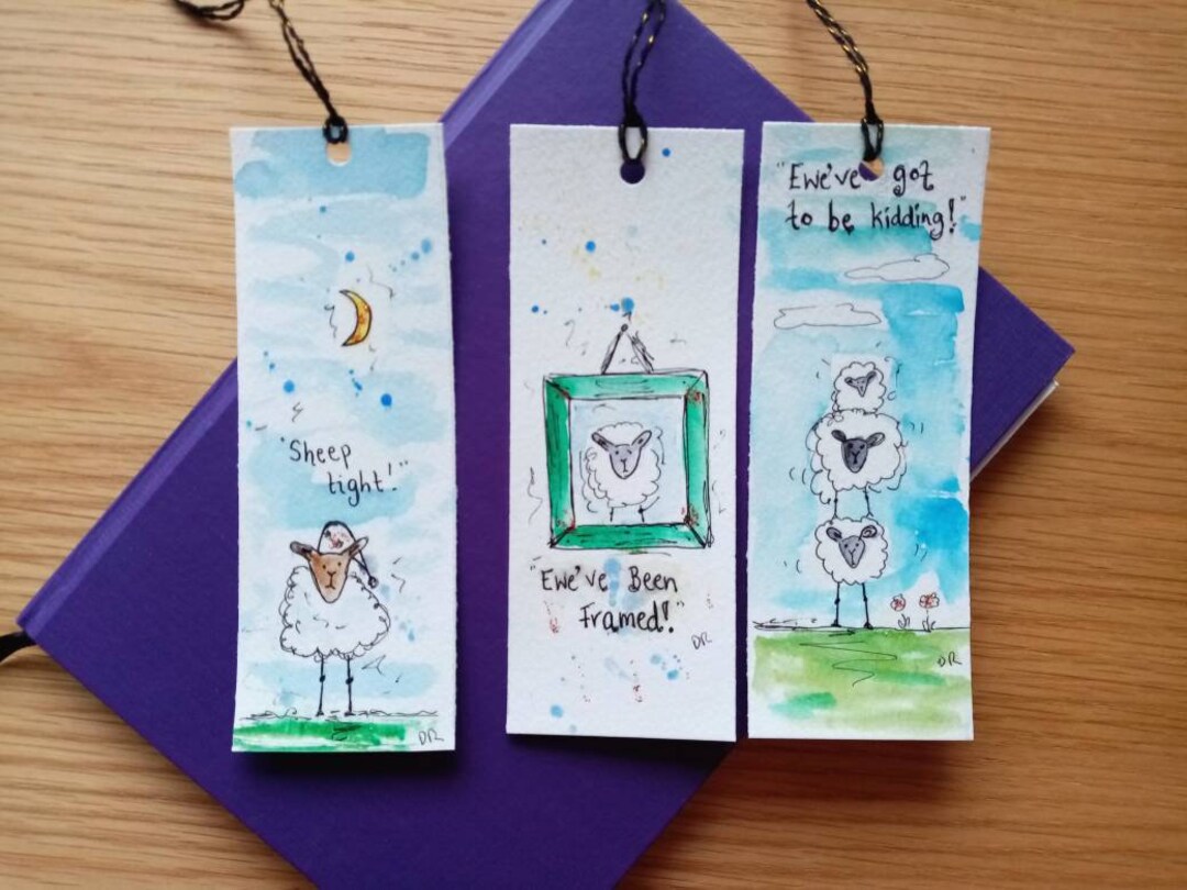 3 Sheep Watercolour Hand Drawn Bookmarks - Etsy